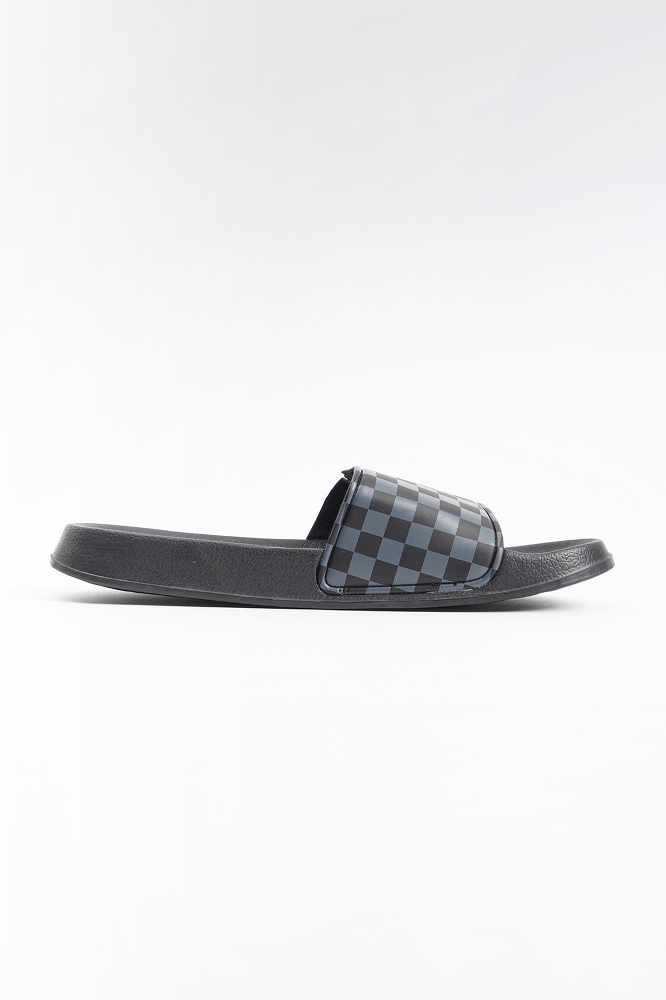 Men's Checkered Denim Velcro Slides – PENSHOPPE