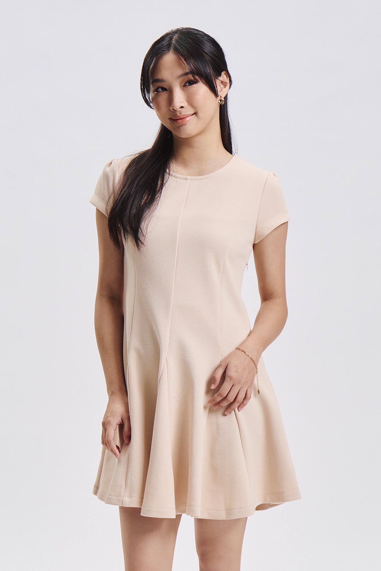 Cap Sleeve Box Pleat Mini Dress – PENSHOPPE